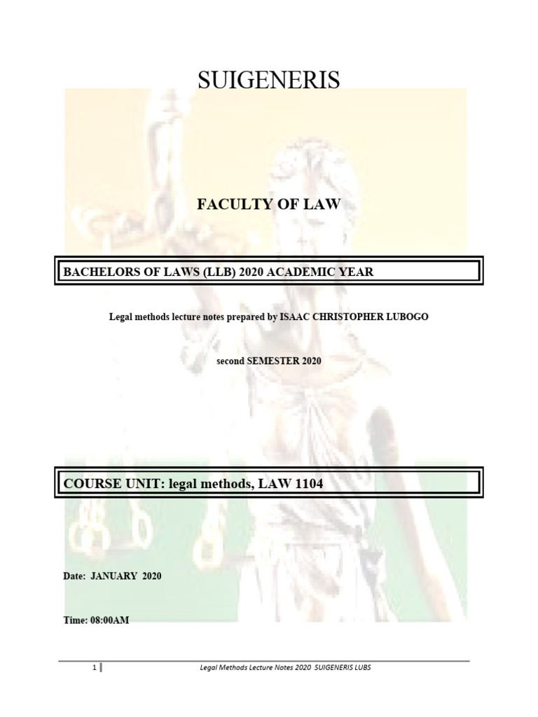 Legal Methods Lecture Notes | PDF | Statutory Interpretation | Plain ...