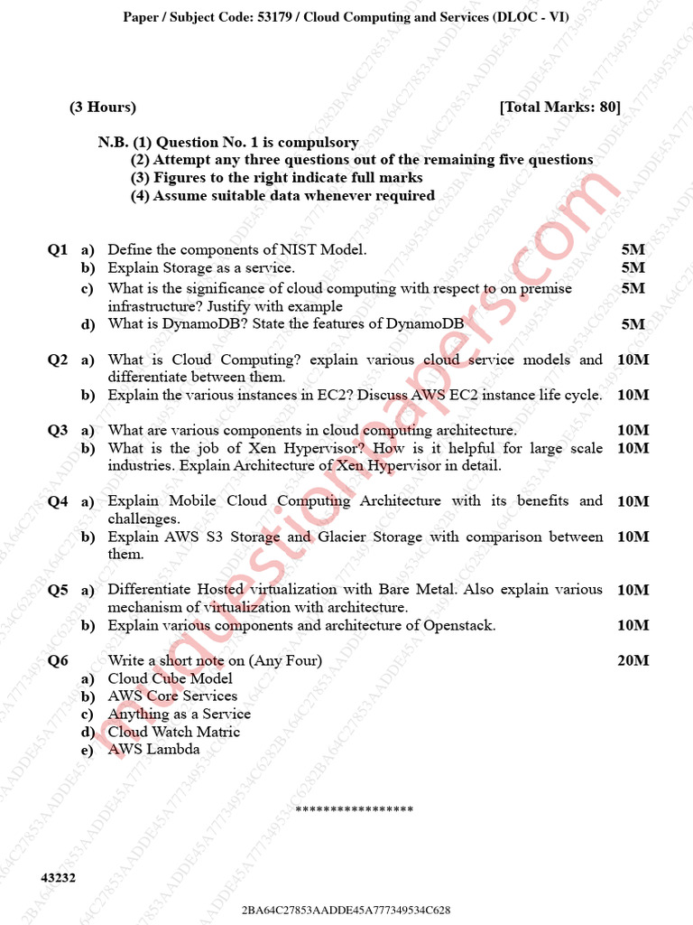 Be - Information Technology - Semester 8 - 2023 - December - Dloc VI Cloud Computing and ...