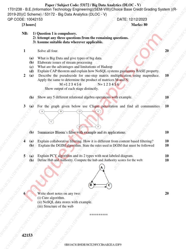 Be - Information Technology - Semester 8 - 2023 - December - Dloc V - Big Data Analytics Rev ...