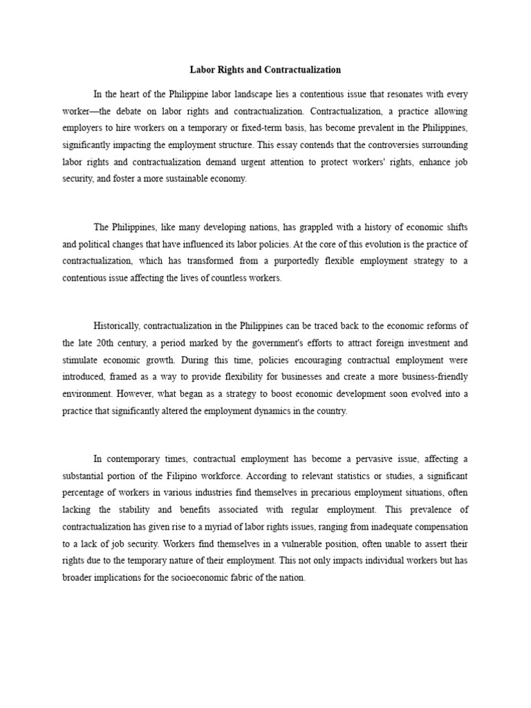 Labor Rights and Contractualization | PDF | Employment | Job Security