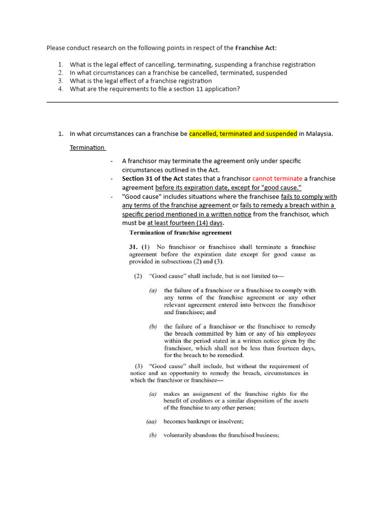 Franchise Act (1) | PDF | Franchising | Civil Law (Legal System)