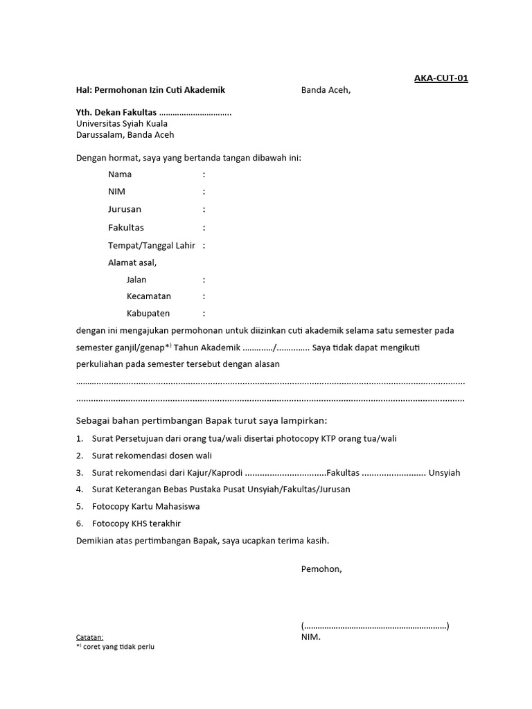 Proses Cuti Akademik Mahasiswa | PDF