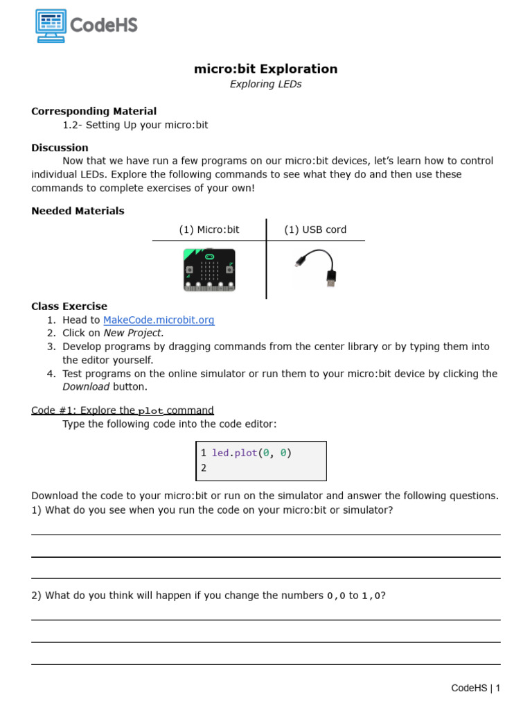 Exploration - Exploring LEDs (Student) (Physical Computing) (Micro ... Exploration - Exploring LEDs (Student) (Physical Computing) (Micro ...