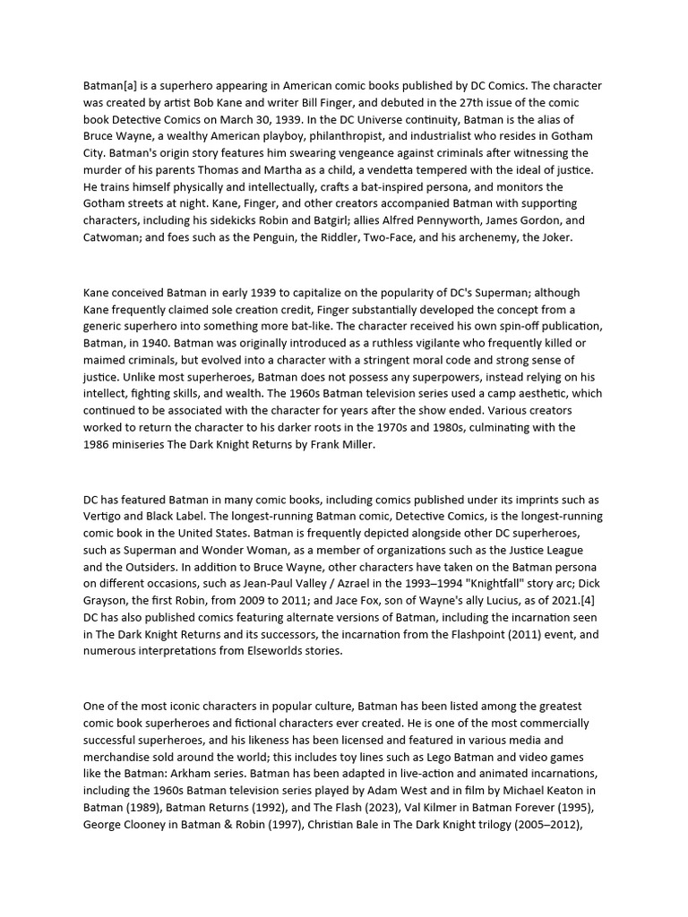 Batman | PDF | Batman | Dc Comics Superhero Teams