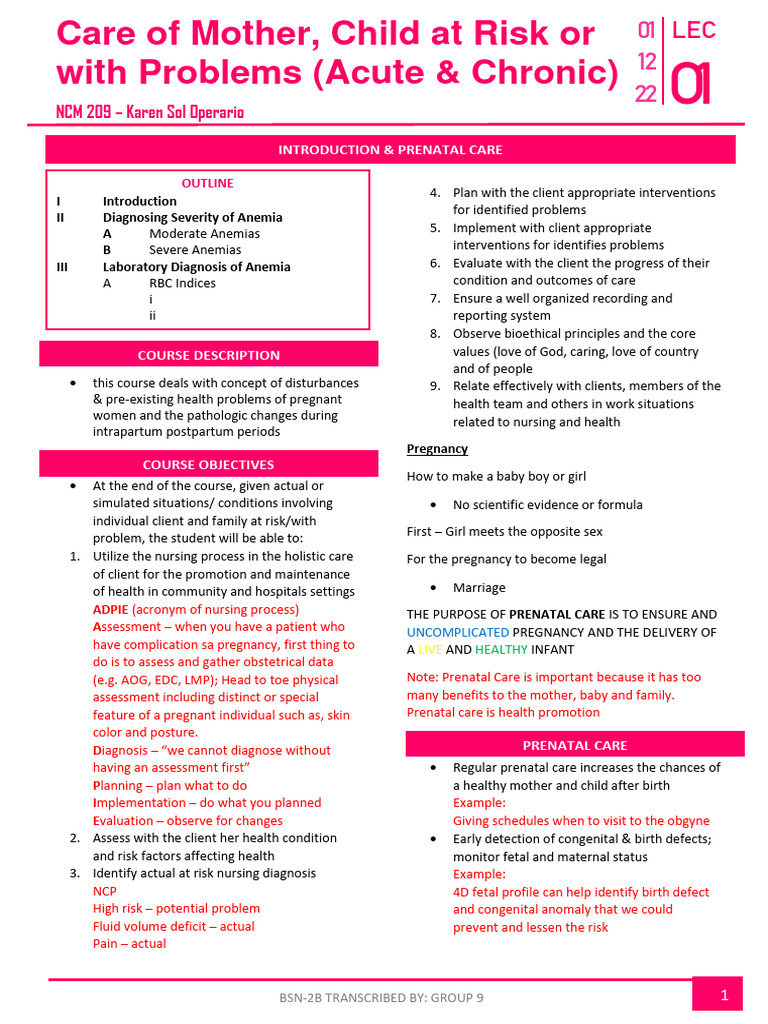 MCN Concept | PDF | Childbirth | Pregnancy