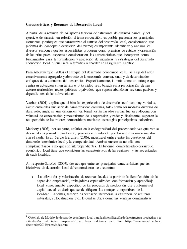 Características y Recursos del Desarrollo Local | PDF | Business ...