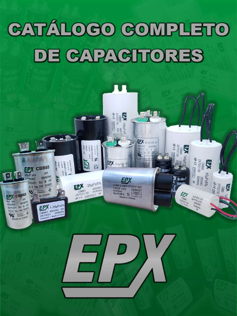 Catálogo de Capacitores EPX | PDF | Capacidade elétrica | Capacitor