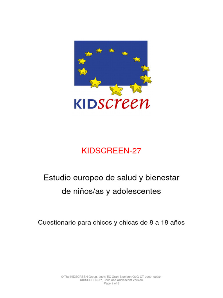 KIDSCREEN-27 ChildrenAdolescents Spain | PDF | Salud y bienestar ...