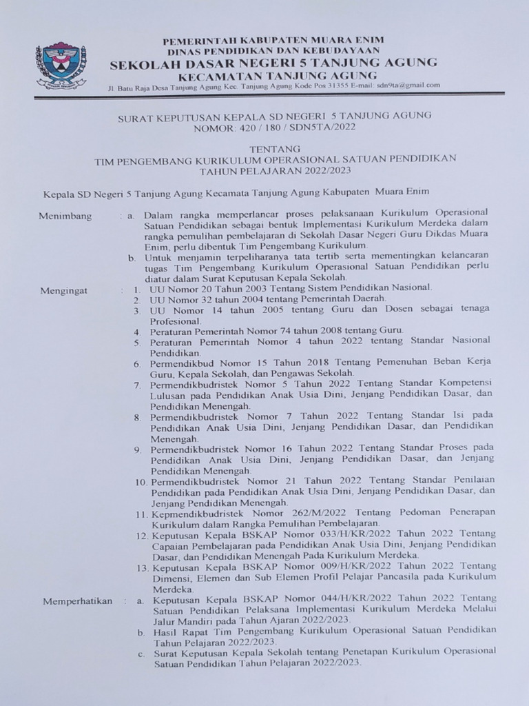 SK SK Tim Kosp SDN 5 Ta | PDF