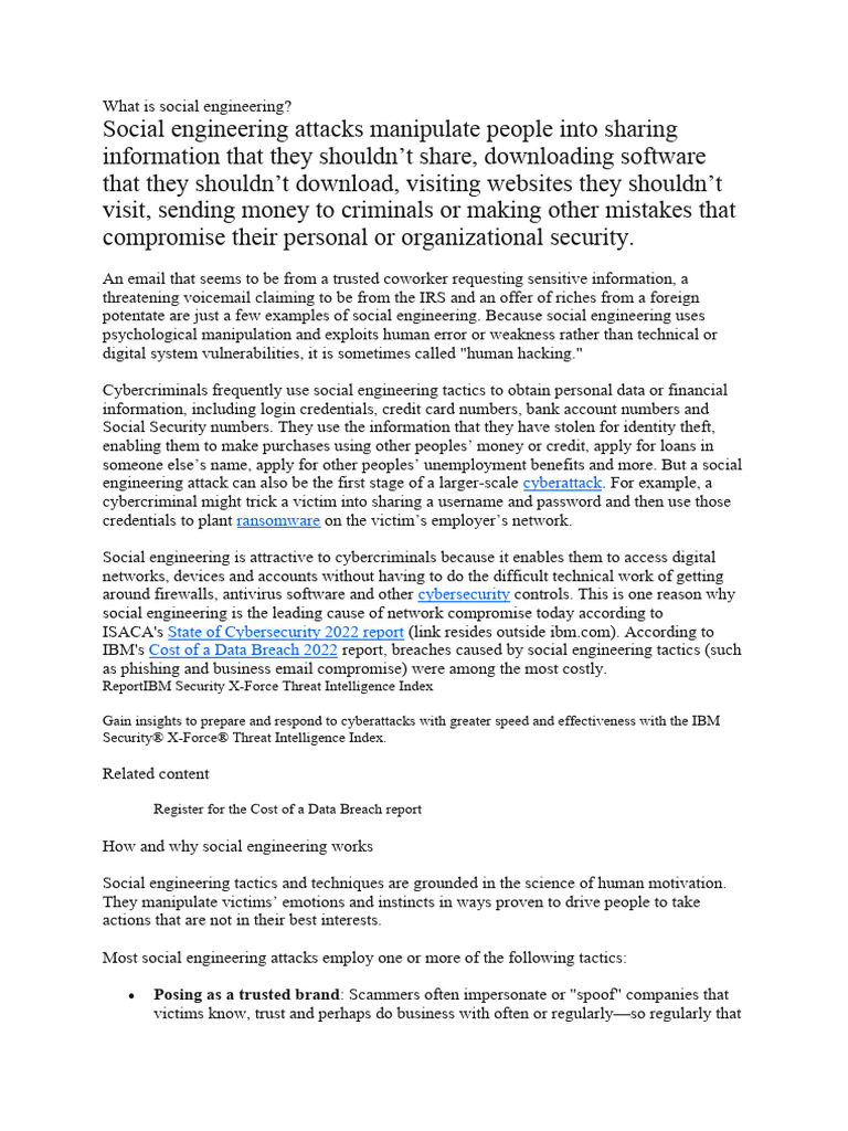 Social Engineering | PDF | Security | Computer Security