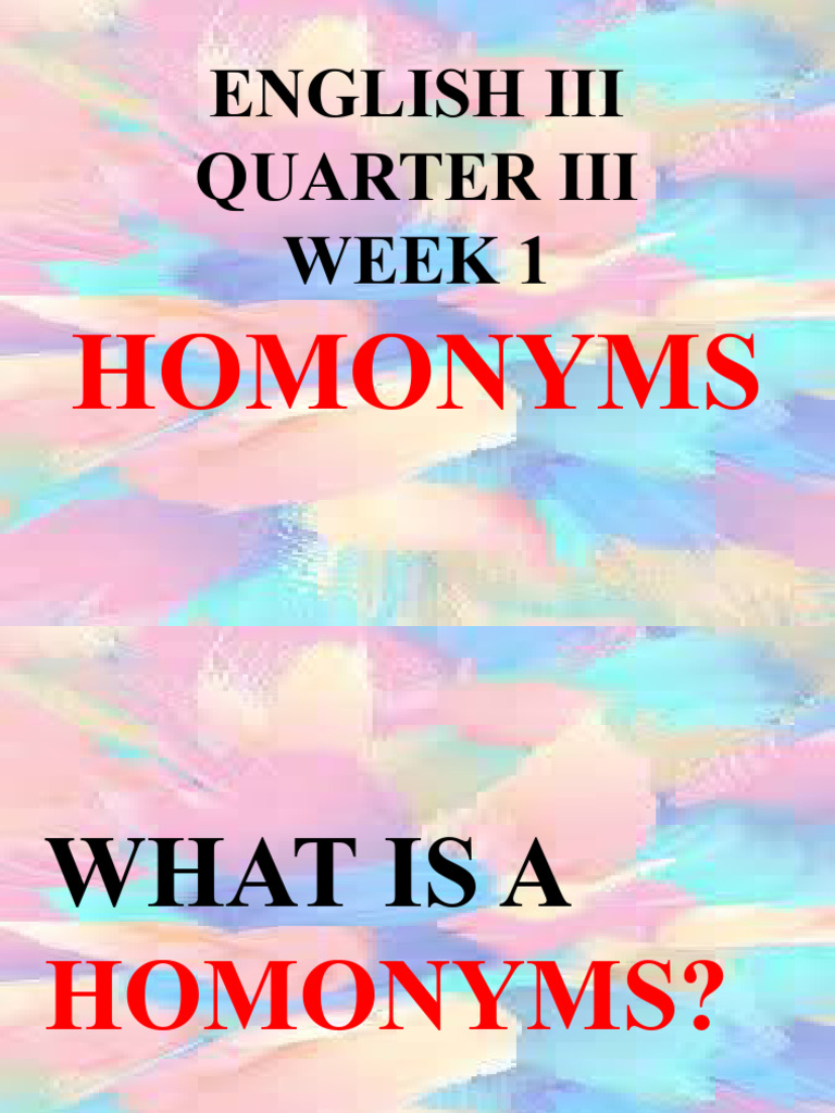 Understanding Homonyms: Definitions & Examples | PDF