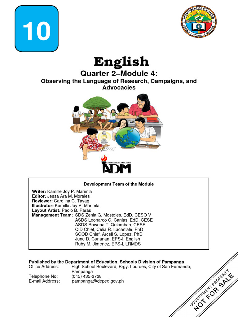 English 10 - Q2 - Module 4 - Observe The Language of Research Campaigns ...