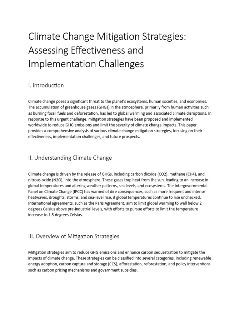 Climate Change Mitigation Strategies | PDF | Climate Change Mitigation ...