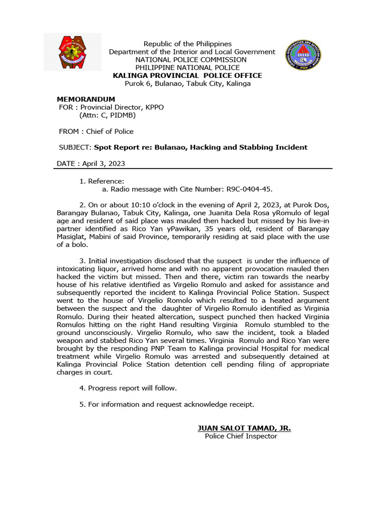 Sample Entries of Police Reports | PDF | Detention (Imprisonment ...