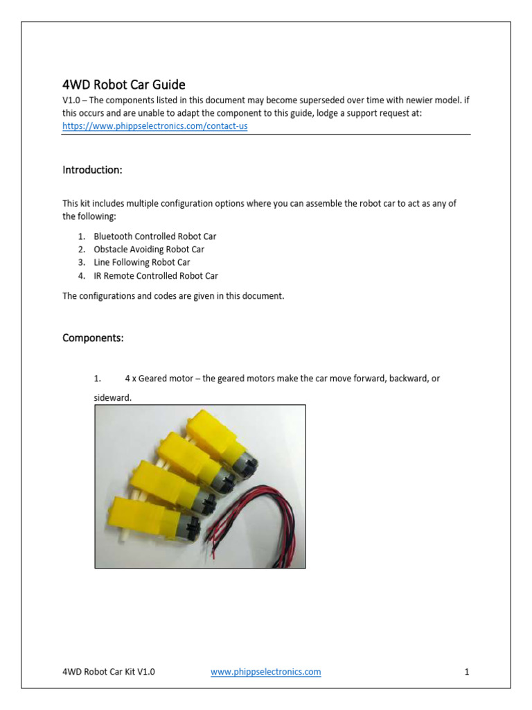4WD Robot Car Kit Assembly Guide | PDF | Arduino | Remote Control