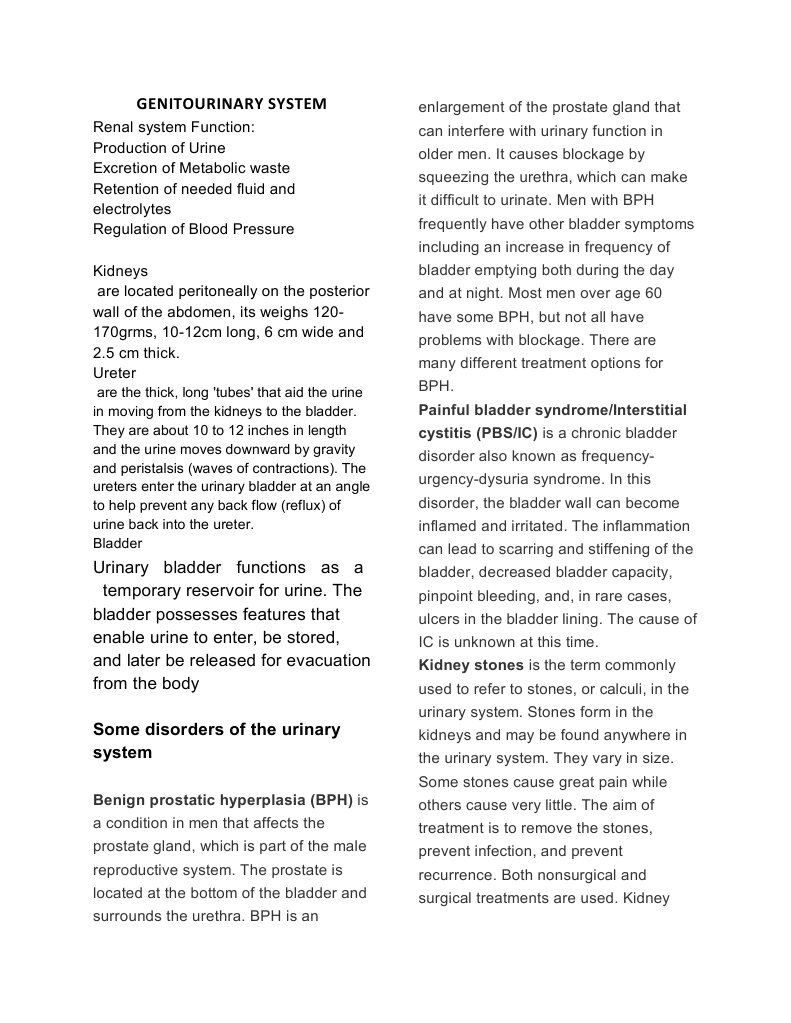 Genitourinary System Final | PDF | Urinary Incontinence | Urinary Bladder