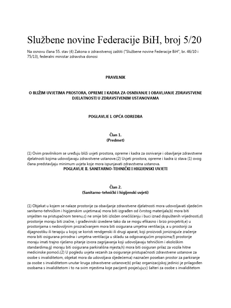 Službene Novine Federacije Bih, Broj 5/20 | PDF