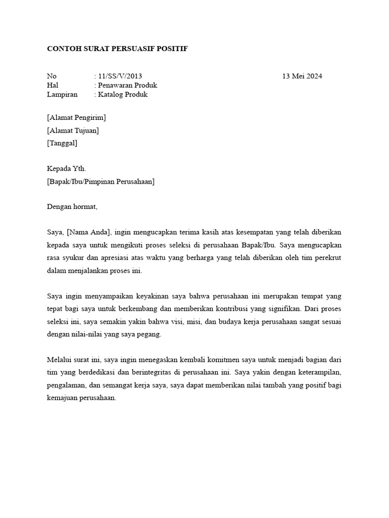 Contoh Surat Persuasif Positif | PDF