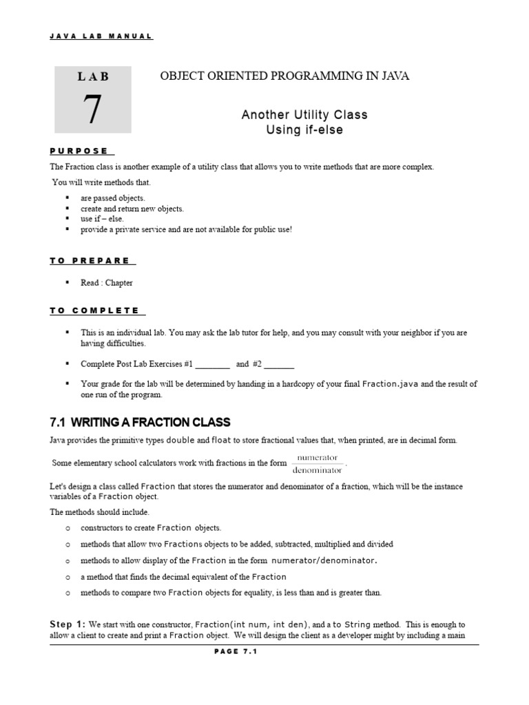 Lab 07 Pdf Method Computer Programming Class Computer Programming