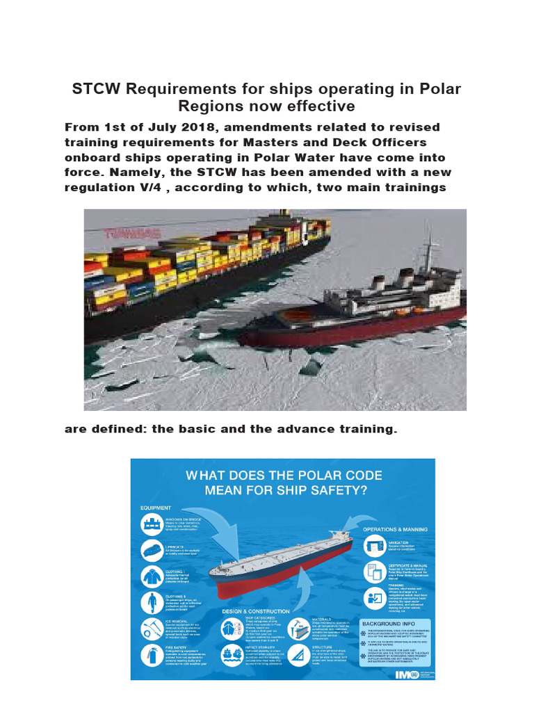 STCW Requirements For Ships Operating in Polar Regions Now Effective | PDF | Shipping