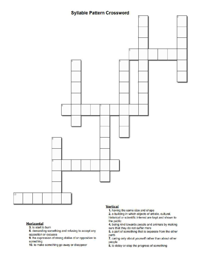 Syllable Pattern Crossword | PDF