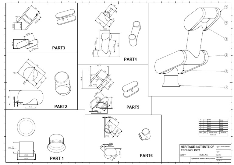 Cylindrical Robotic Manipulator Drawing v1 | PDF