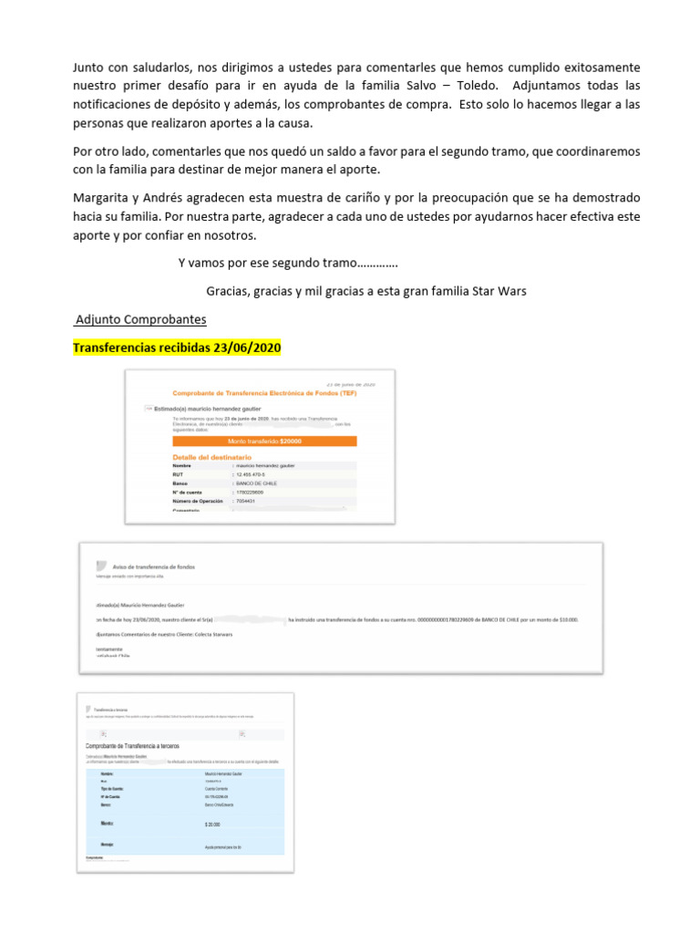 Agradecimiento y Avance en Ayuda Familiar | PDF | Finanzas y dinero ...