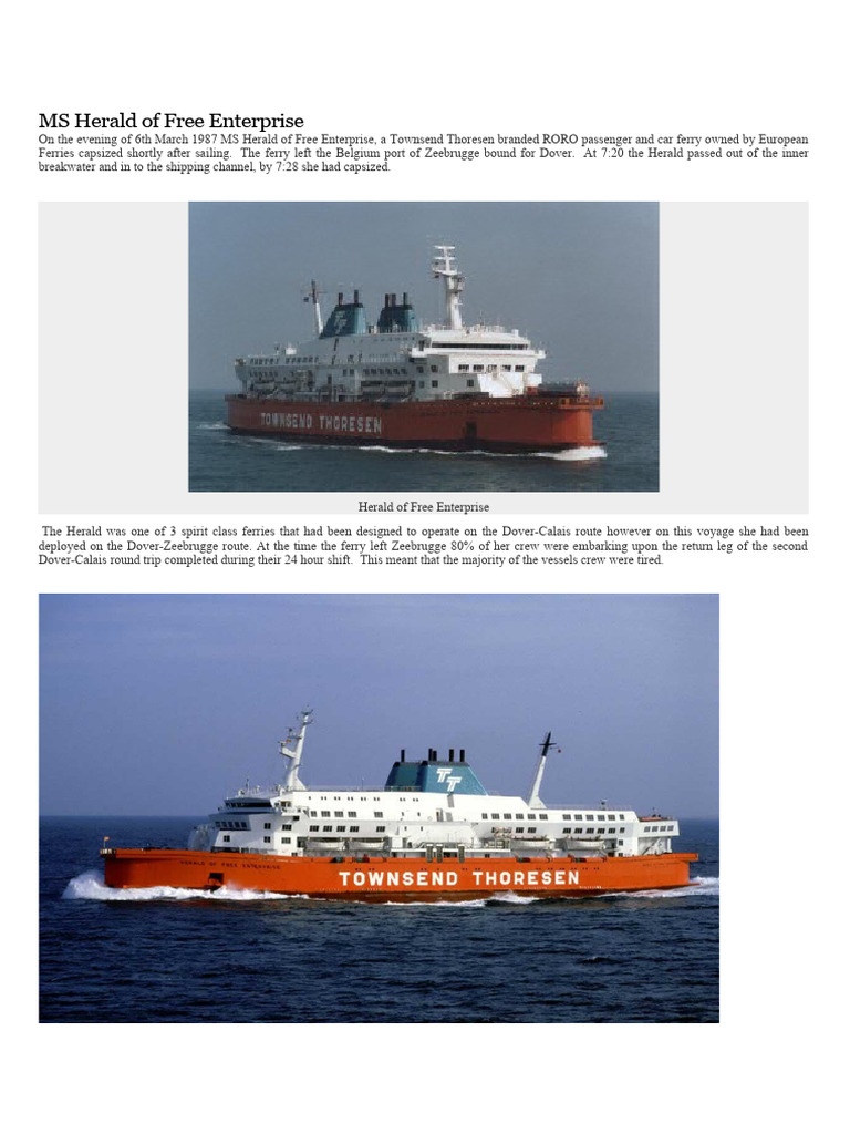 MS-Herald-of-Free-Enterprise | PDF | Shipping | Ships