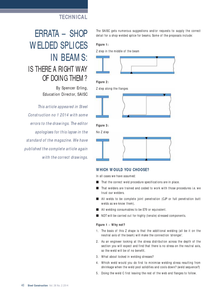 Shop Welded Splices in Beams Explained | PDF | Welding | Construction