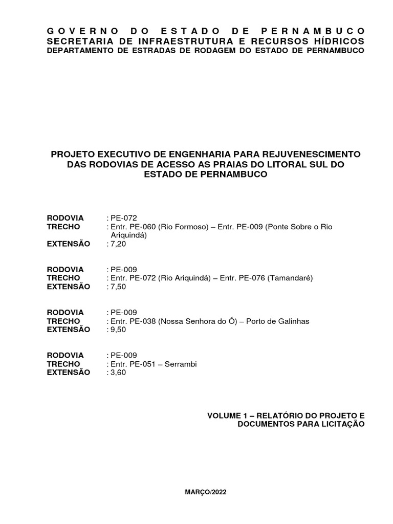 Volume 01 - Pe-009 - JBR - Derpe | PDF | Tráfego | Economias