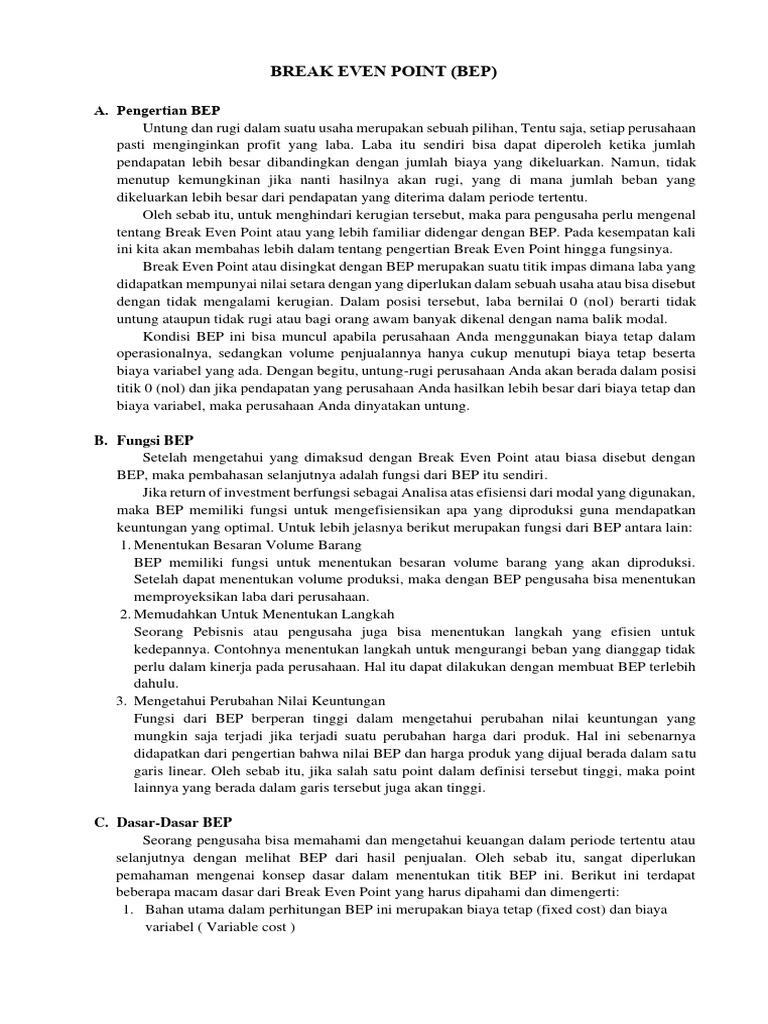 Materi Break Even Point (BEP) | PDF