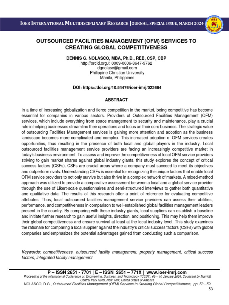 Outsourced Facilities Management (OFM) Services To Creating Global ...