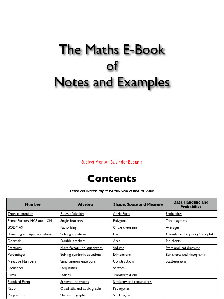 The Maths Ebook | PDF | Quadratic Equation | Algebra