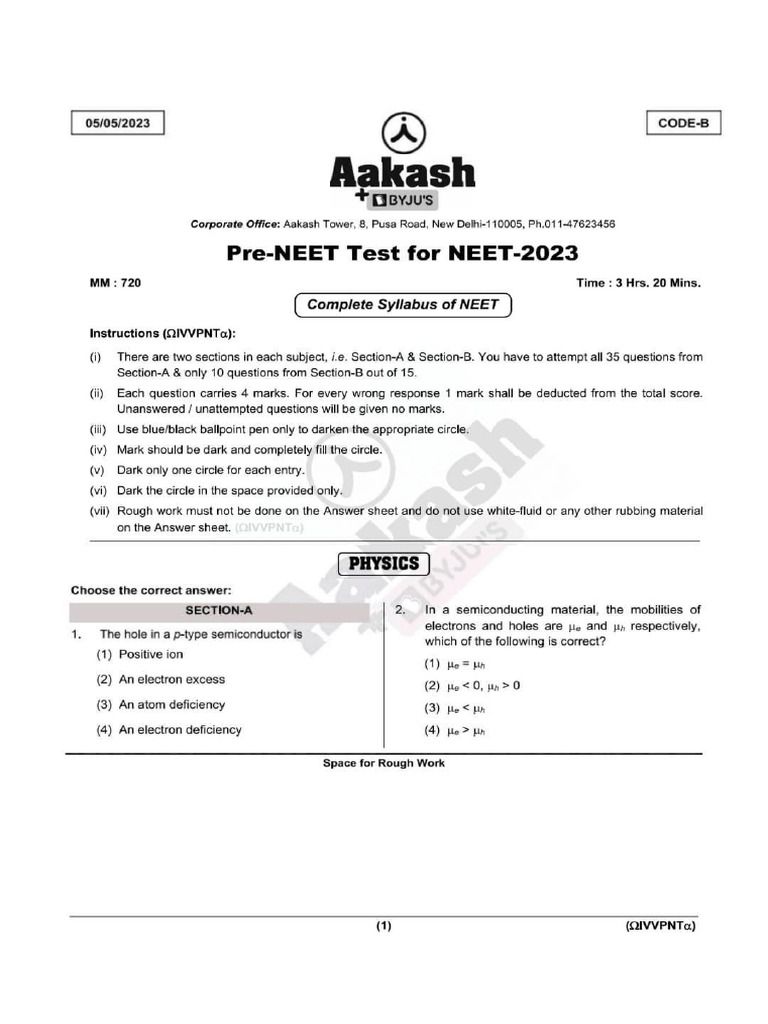 Pre-NEET (Code-B) | PDF