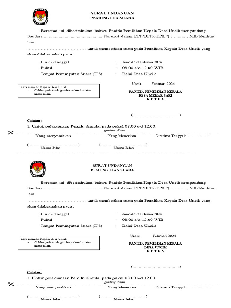 Undangan Pilkades 2024 | PDF