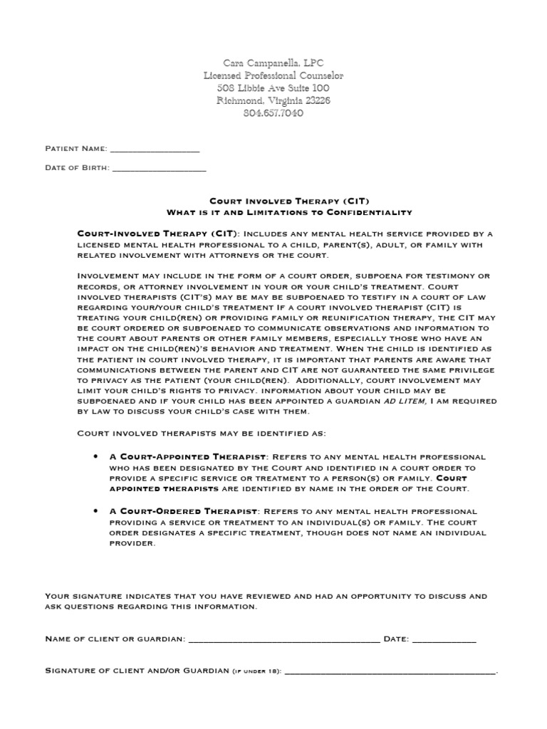 Understanding Court-Involved Therapy | PDF | Psychotherapy | Legal Guardian