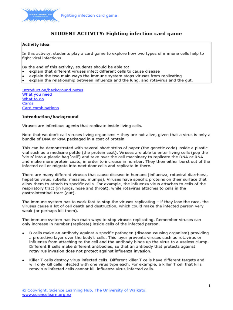 Fighting Infection Card Game | PDF | Virus | Virology