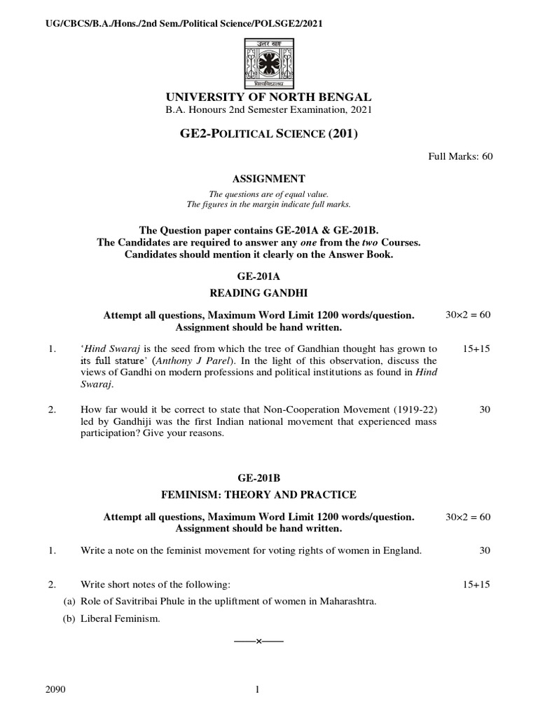 2nd Sem Political Science Ge2 | PDF