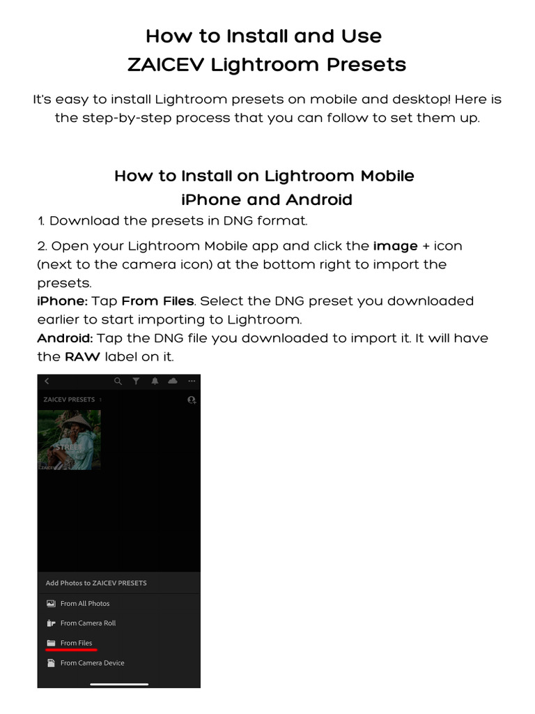 How To Install and Use Lightroom Presets | PDF