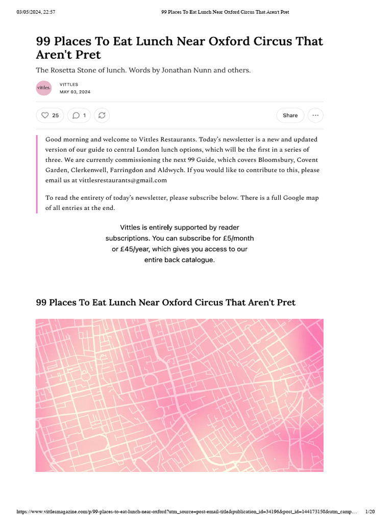 99 Places To Eat Lunch Near Oxford Circus That Aren - T Pret | PDF ...
