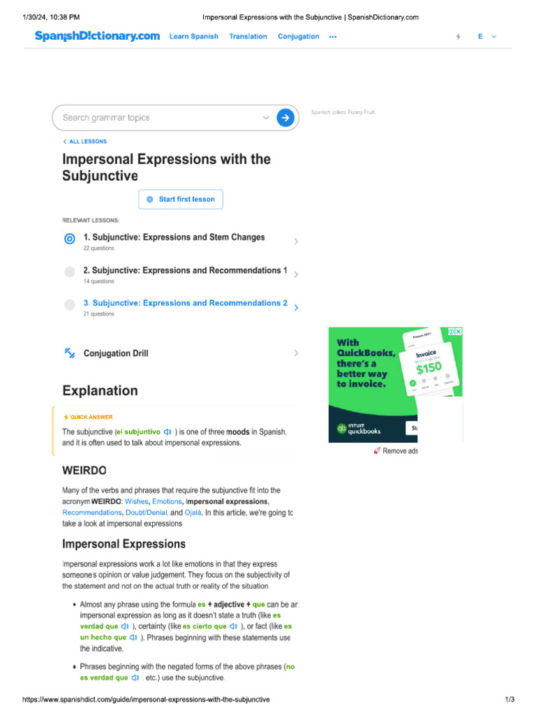 Impersonal Expressions With The Subjunctive | PDF