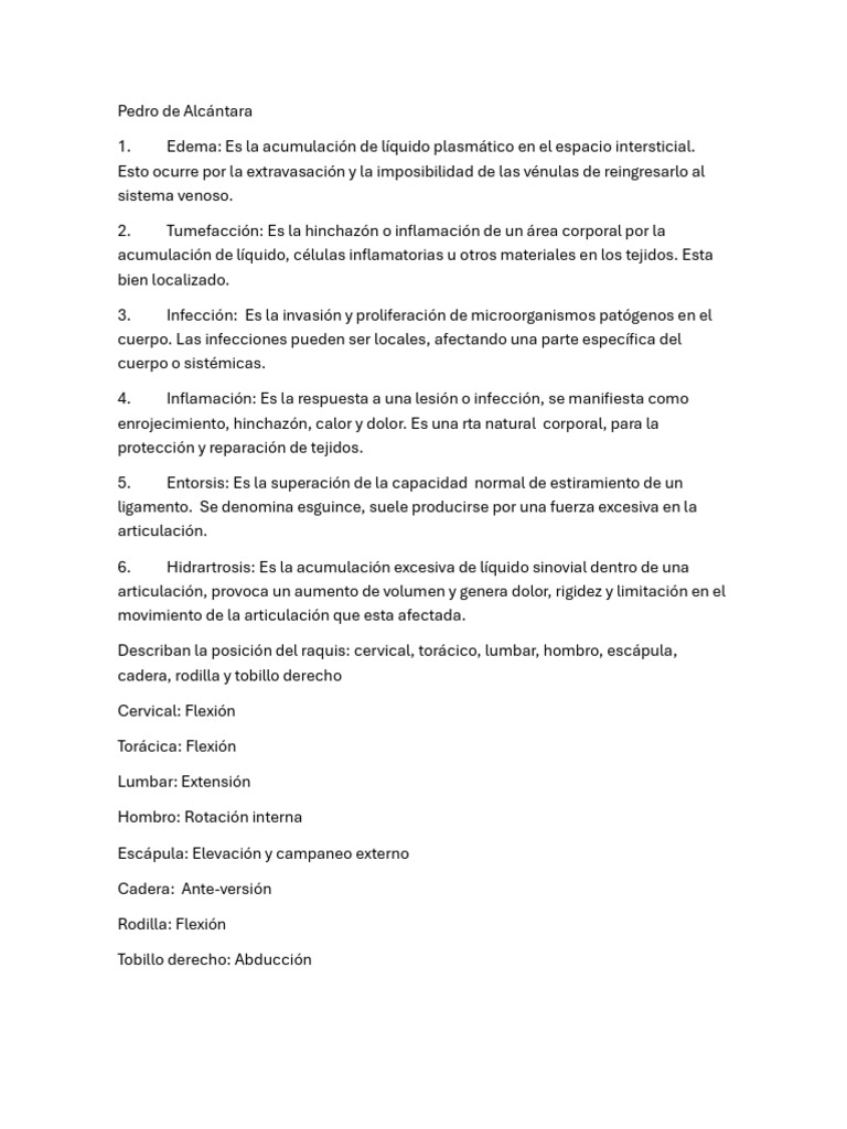 Edema, Tumefacción e Inflamación: Guía | PDF