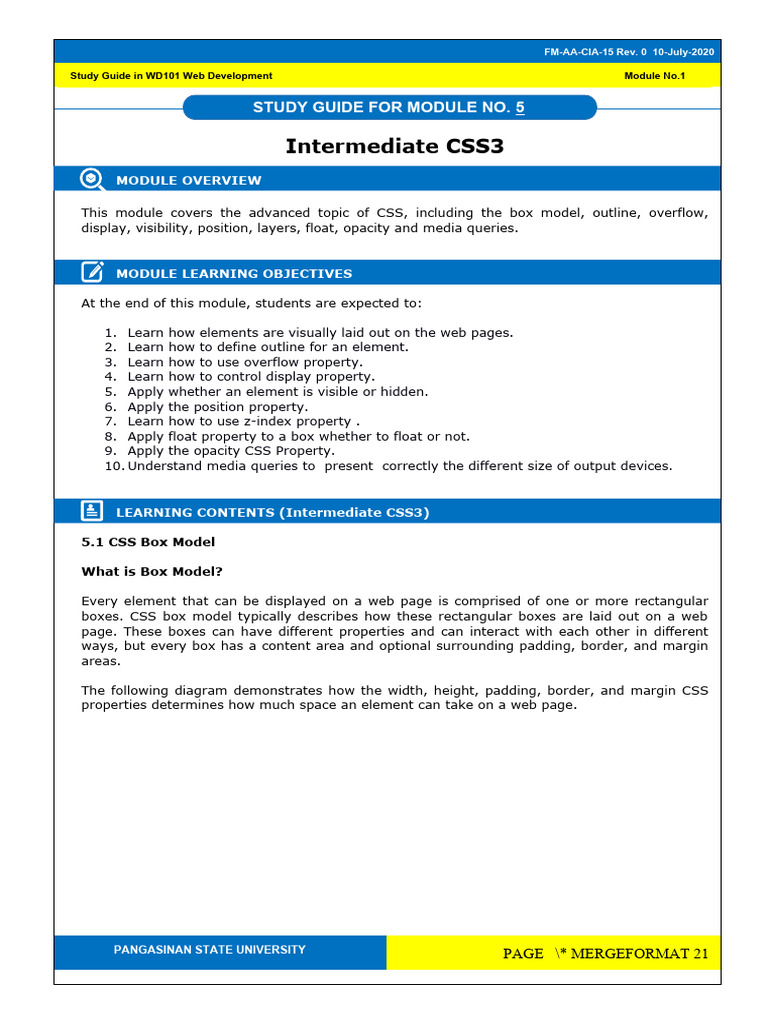 Module 05 Intermediate CSS 1 | PDF | Html Element | Page Layout