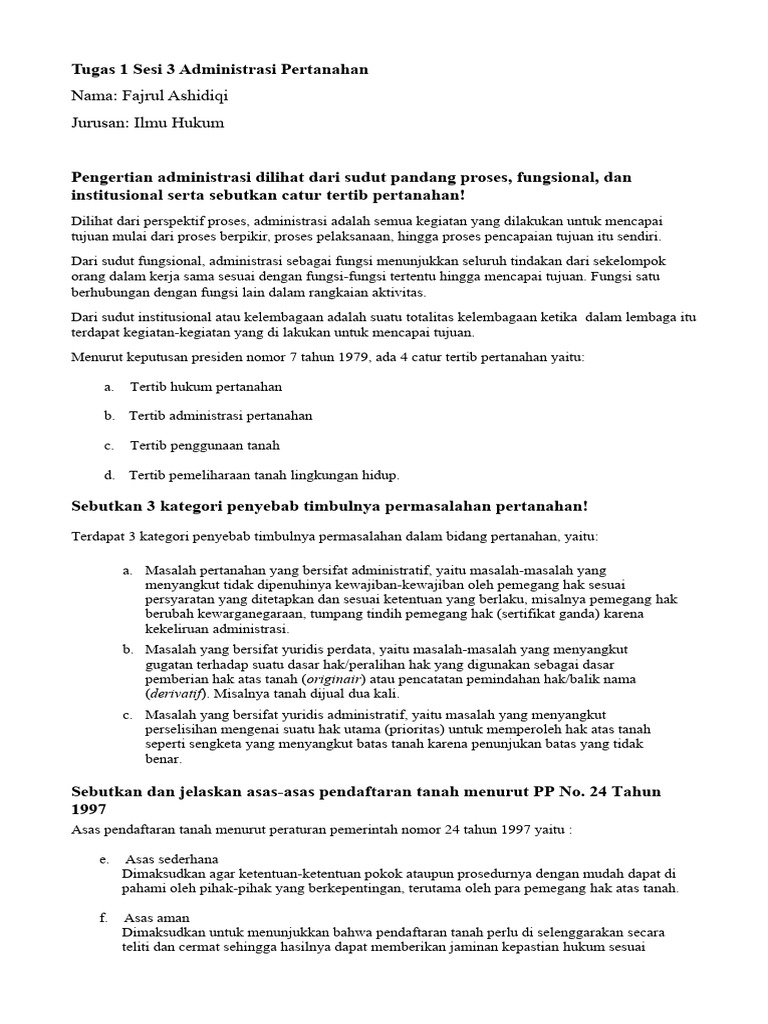 Administrasi Pertanahan Hukum | PDF