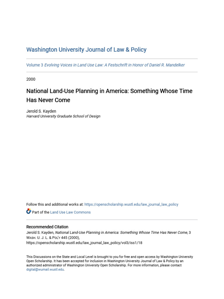 National Land-Use Planning in America | PDF | Superfund | Resource ...