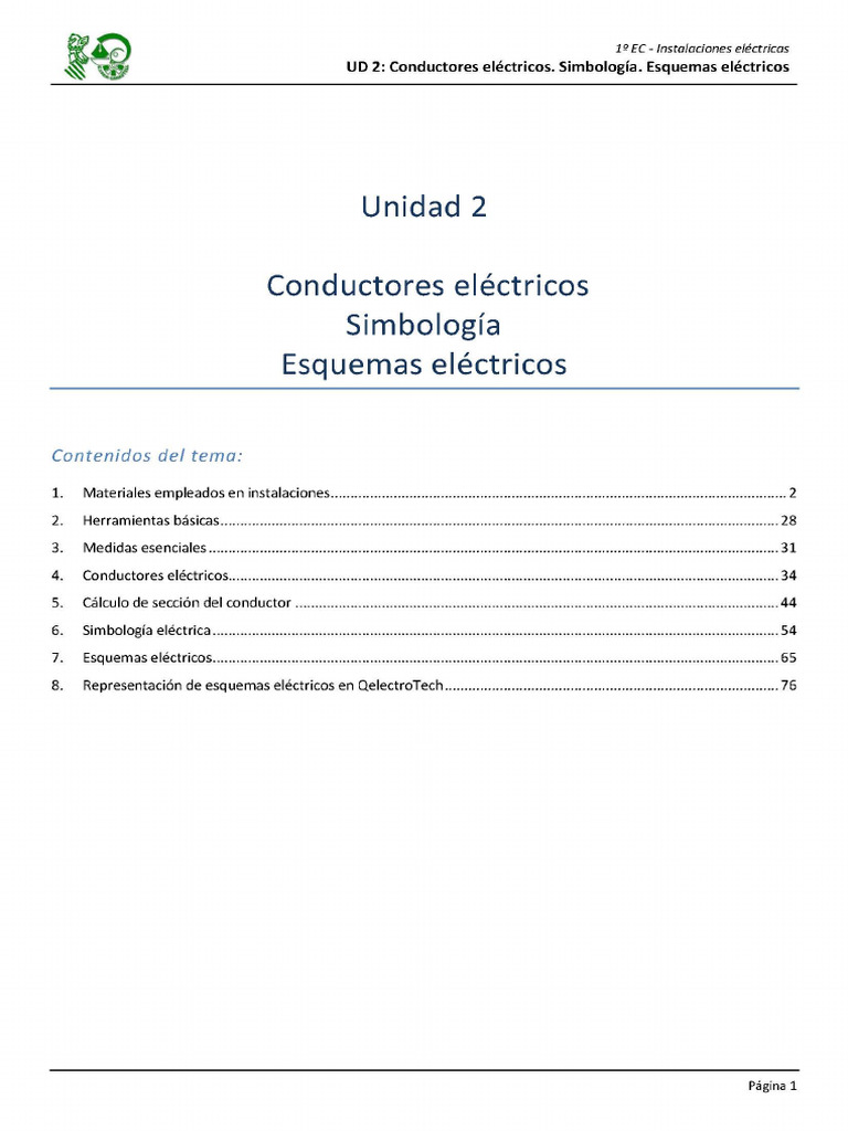 UD 2 - Conductores. Simbologia. Esquemas | PDF