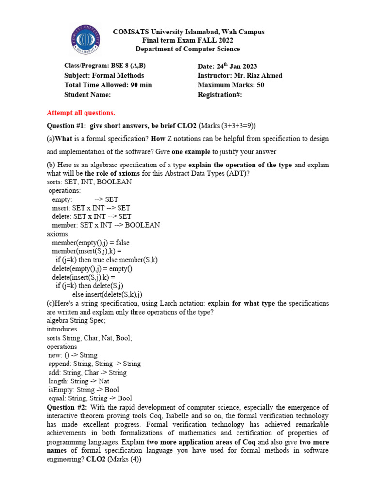 Formal Mehthod | PDF | Formal Verification | Software Engineering