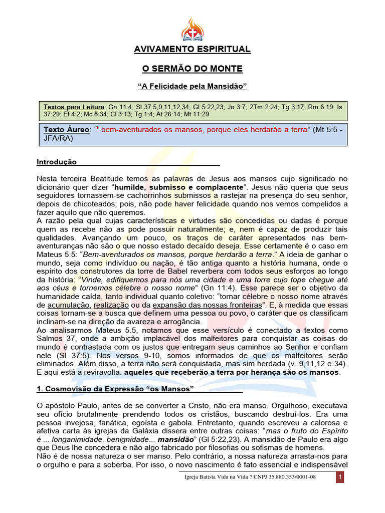 Ebd Lição 4 Sérmão Do Monte As Beatitudes A Felicidade Pela