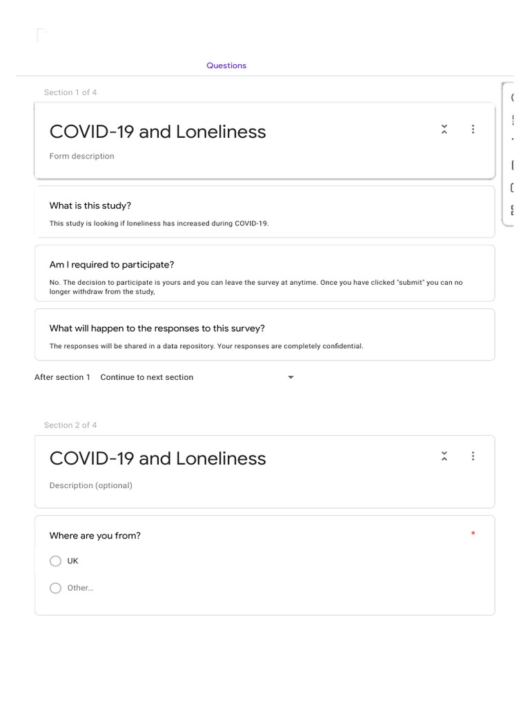 COVID-19 and Loneliness-Questions | PDF