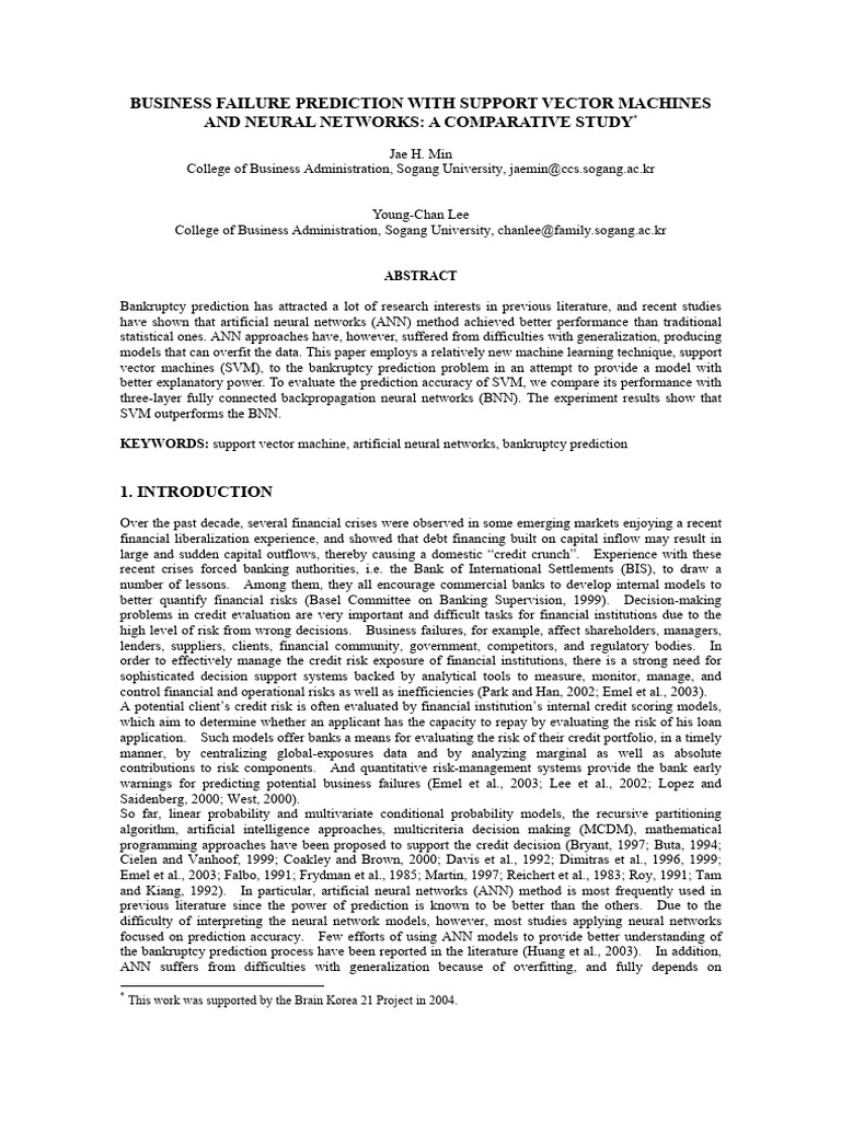 Business Failure Prediction With Support Vector Machines and Neural Networks: A Comparative ...